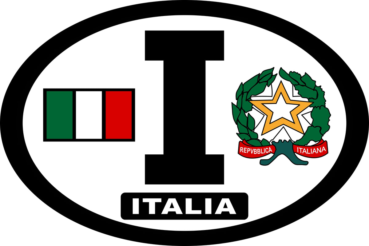 Italia oval Car Sticker with Flag & Wreath Decal – Guidogear